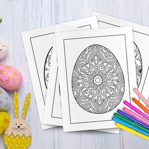Easter Mandala Coloring Pages, Printable Easter Egg Mandalas for Adults ...