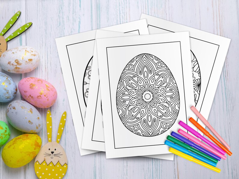 Easter Mandala Coloring Pages, Printable Easter Egg Mandalas for Adults ...