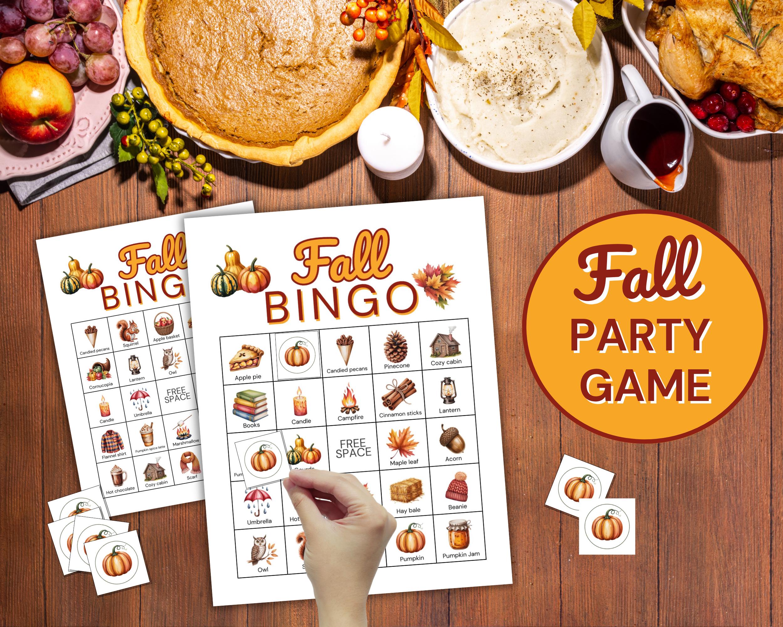 Fall Bingo Game: 50 Printable Bingo Cards, Autumn Party Activity ...