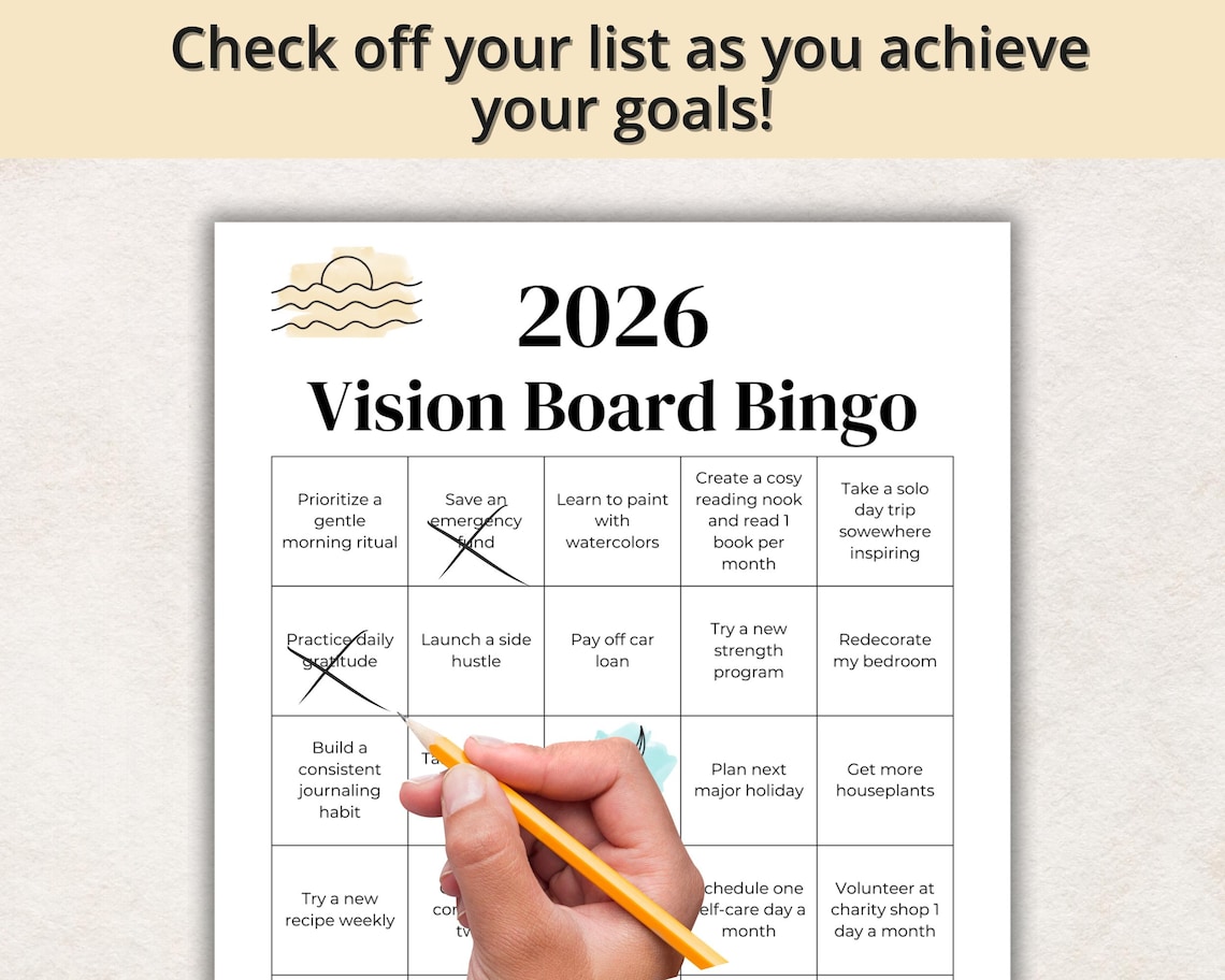 Editable 2026 Vision Board Bingo Template, 2026 Bingo Card, New Year ...