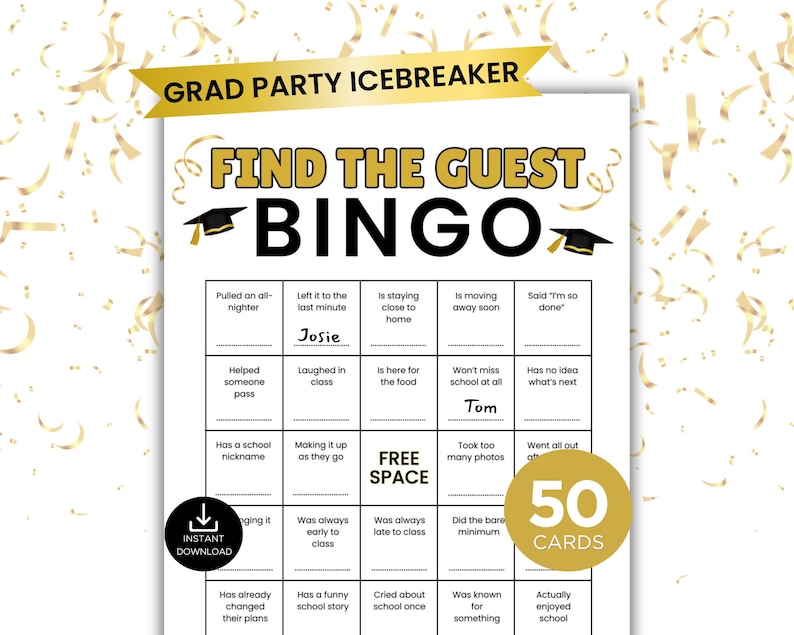 Graduation Find the Guest Bingo, Graduation Party Game, Class of 2026 ...