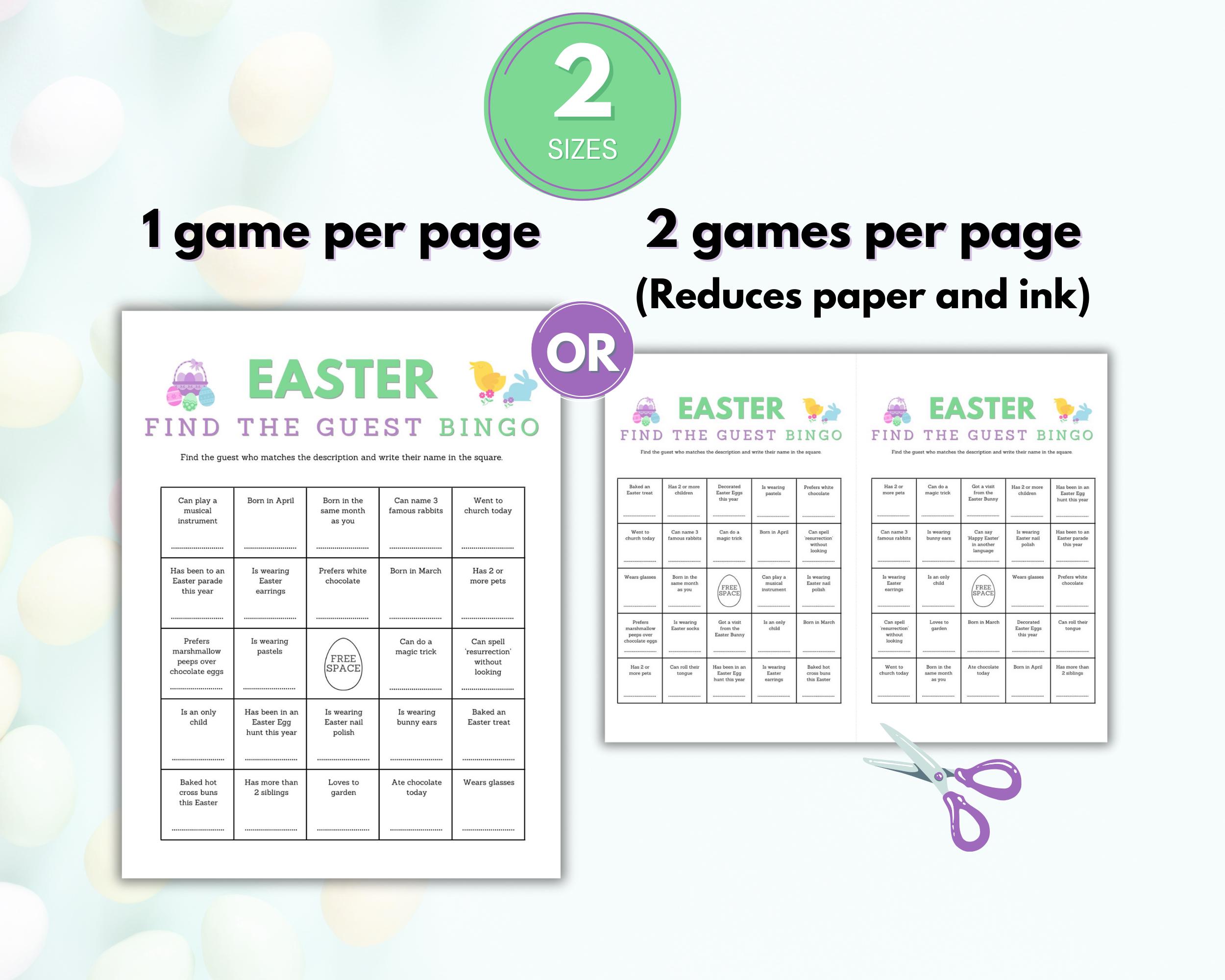 Find the Guest Bingo, 50 Printable Easter Mix and Mingle Bingo Cards ...