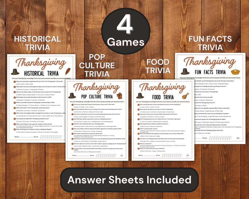 Thanksgiving Trivia Game Bundle, Printable Thanksgiving History Quiz ...