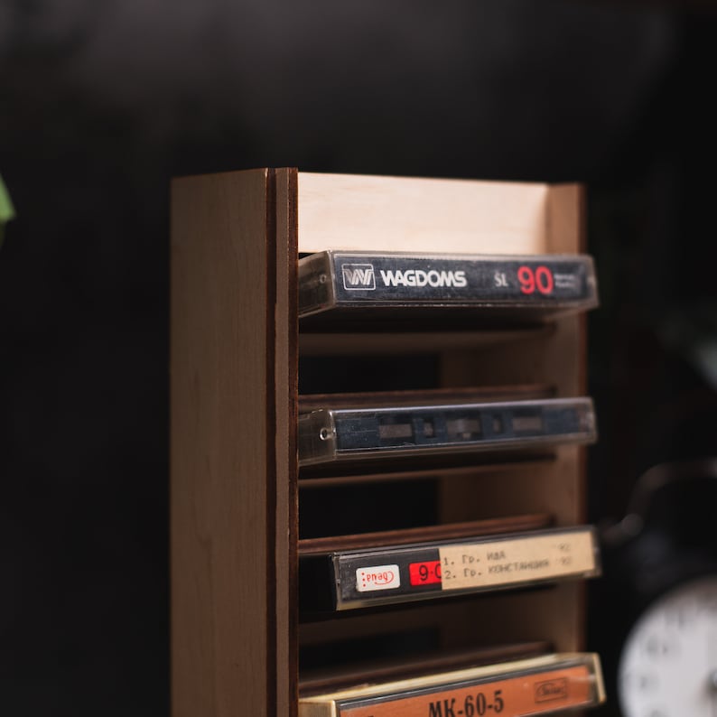 Wooden Cassette Tape Holder, Cassette Tape Storage, Cassette Tape ...