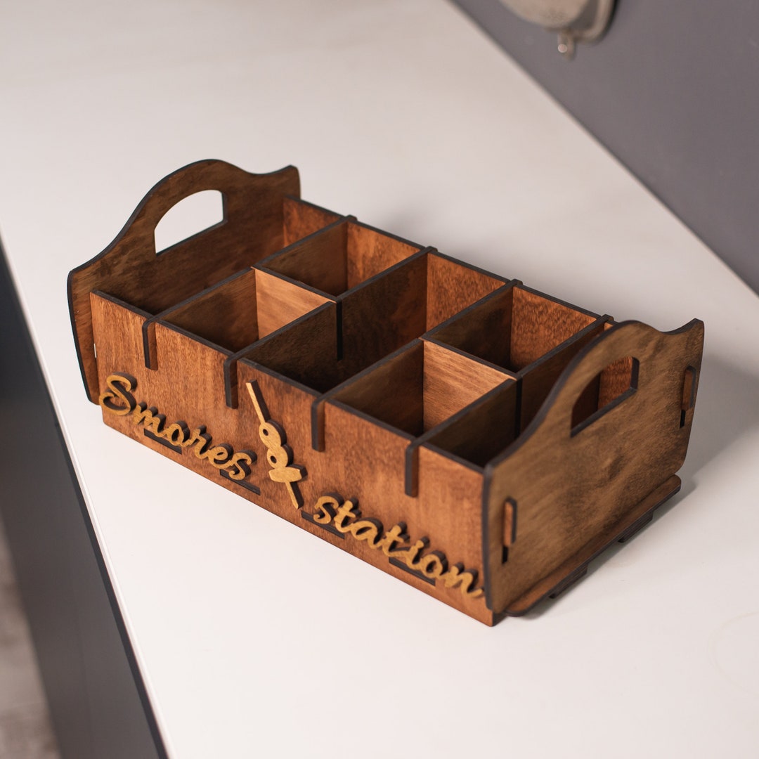 Smores Station Box, Divided Wood Tray, Smores Organizer, Smore Party ...
