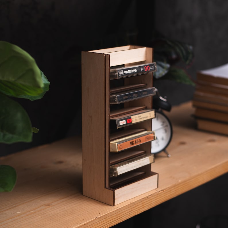 Wooden Cassette Tape Holder, Cassette Tape Storage, Cassette Tape ...
