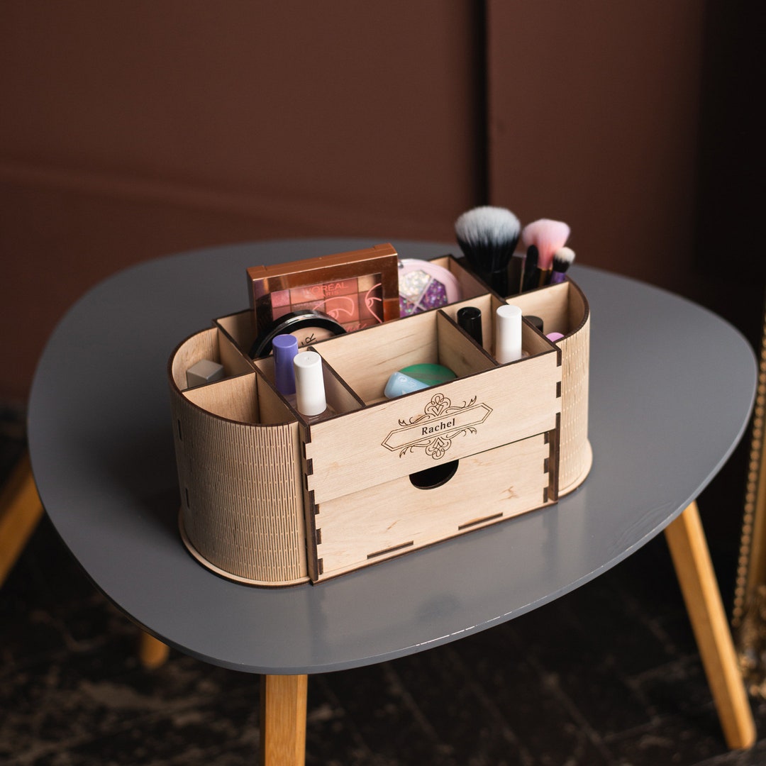 Custom Makeup Box, Wooden Makeup Organizer, Wooden Makeup Brush Holder ...