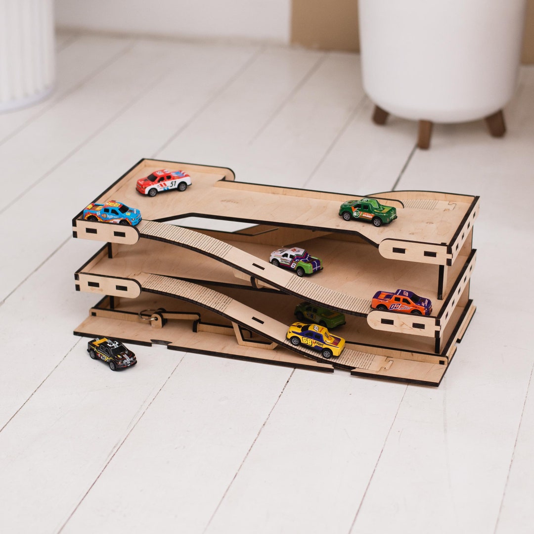 Toy Car Ramp, Toy Car Parking Garage, Wooden Race Track, Match Box Car ...