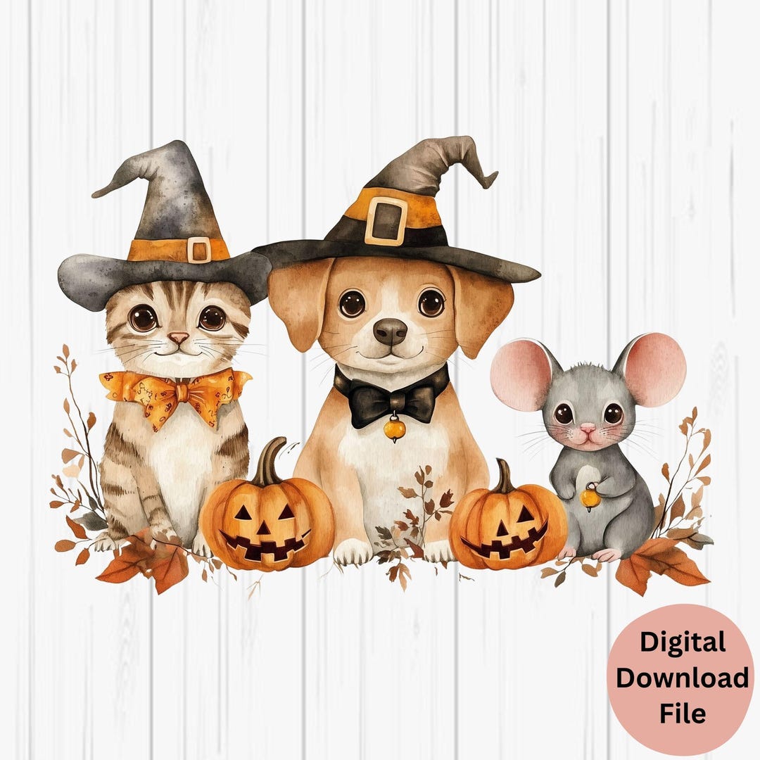 Cute Halloween Animals SVG PNG, Clip Art Digital Download Files ...