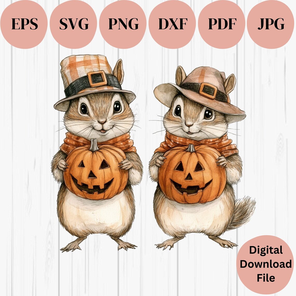Cute Halloween Chipmunks SVG PNG, Clip Art Digital Download Files ...