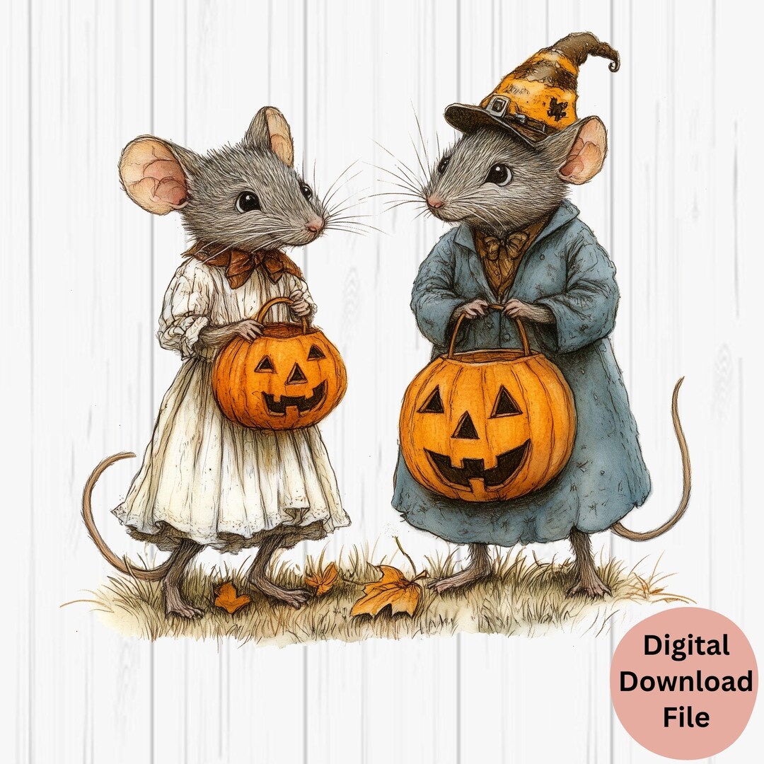Cute Halloween Mice SVG PNG, Mouse Clip Art Digital Download Files ...