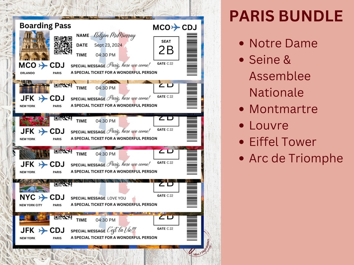 Editable Boarding Pass Bundle - Canva Template, Printable Airline ...