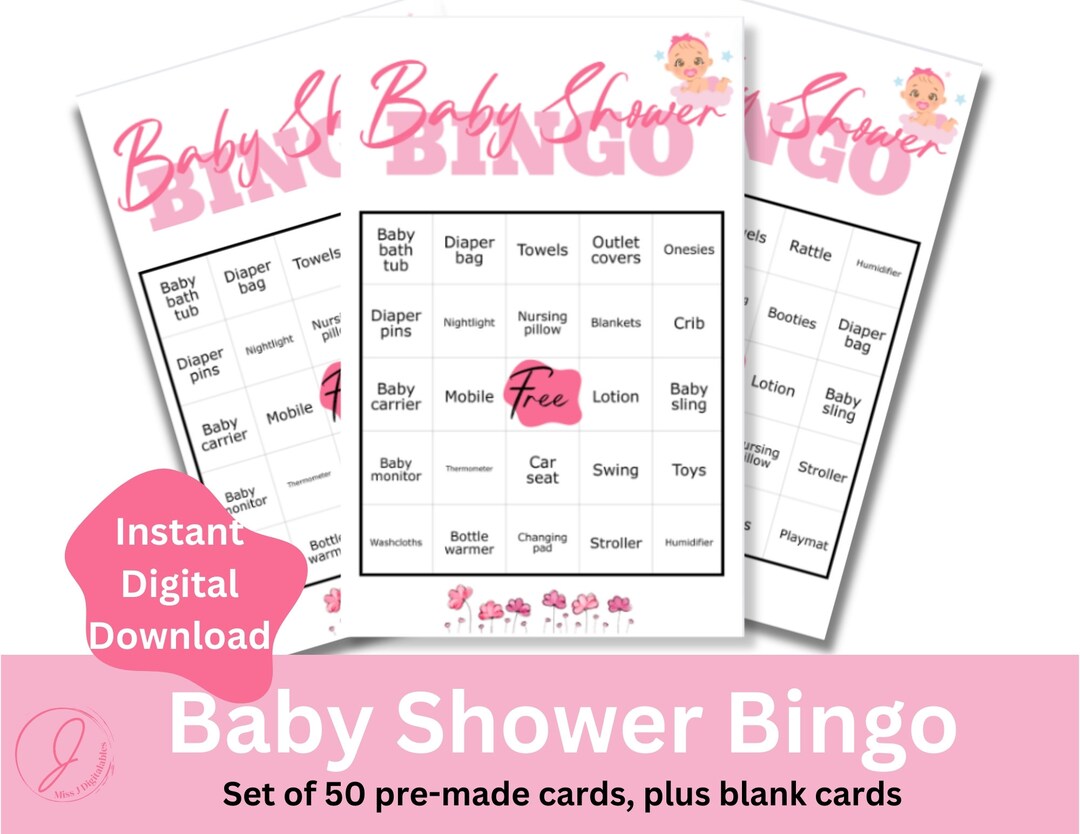 Baby Shower Bingo Game - Baby Bingo Game, Baby Shower Game, Bingo Cards ...