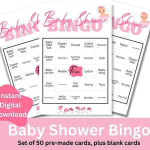 Baby Shower Bingo Game - Baby Bingo Game, Baby Shower Game, Bingo Cards ...