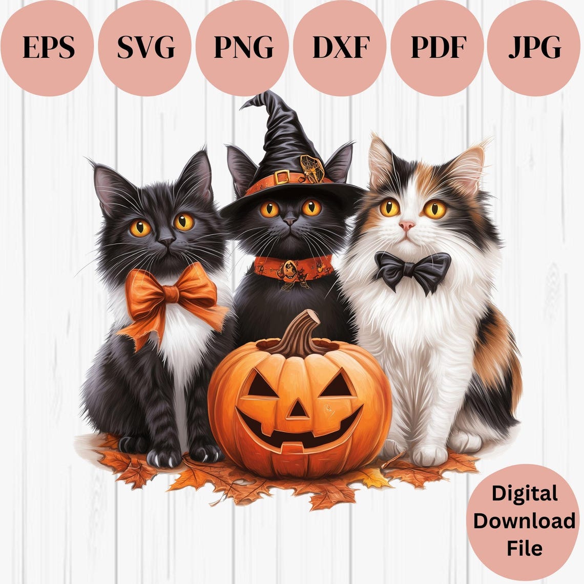 Cute Halloween Cats SVG PNG, Cat Clip Art Digital Download Files ...
