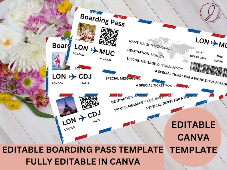 Editable Boarding Pass Canva Template, Printable Retro Ticket Boarding ...