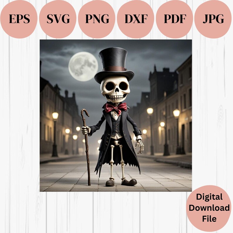 Skeleton With Top Hat SVG PNG, Scary Halloween Skeletons Clip Art ...