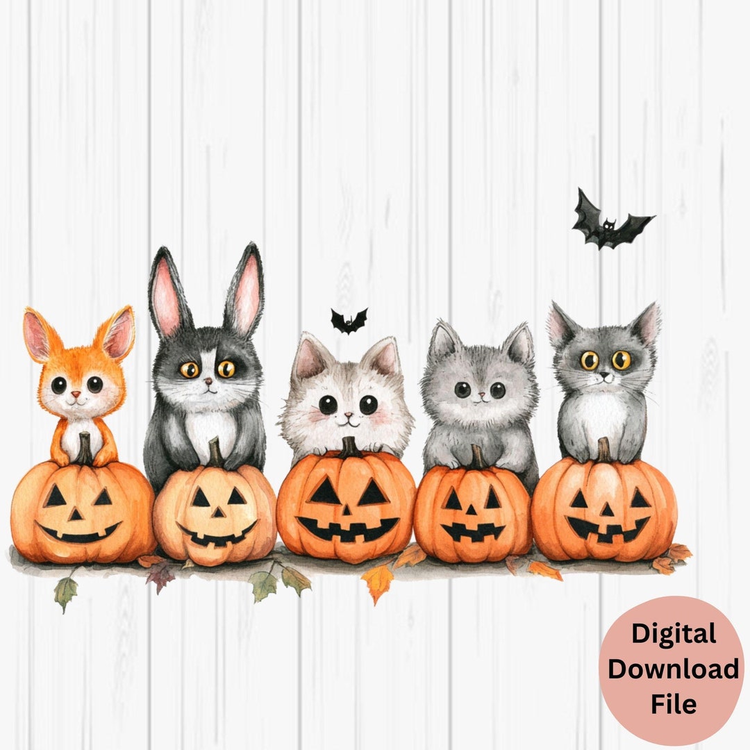Cute Halloween Animals SVG PNG, Clip Art Digital Download Files ...