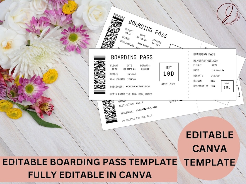 Editable Boarding Pass Canva Template, Printable Retro Ticket Boarding ...