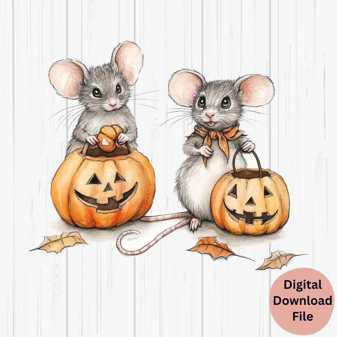 Cute Halloween Mice SVG PNG, Mouse Clip Art Digital Download Files ...