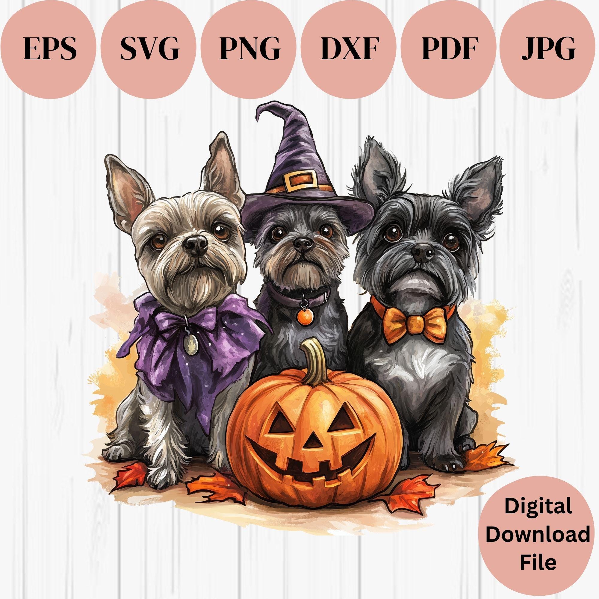 Cute Halloween Dogs SVG PNG, Dog Clip Art Digital Download Files ...