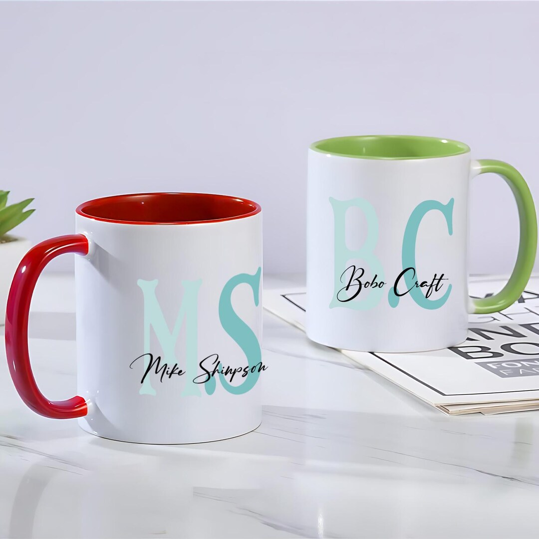Personalized Mugs With Letters, Customize Colorful Coffee Mug With Text ...