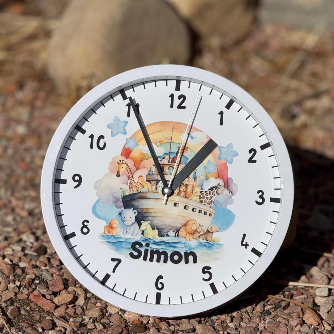 Noah's Ark Wall Clock: Nursery Decor, Number Clock - Etsy