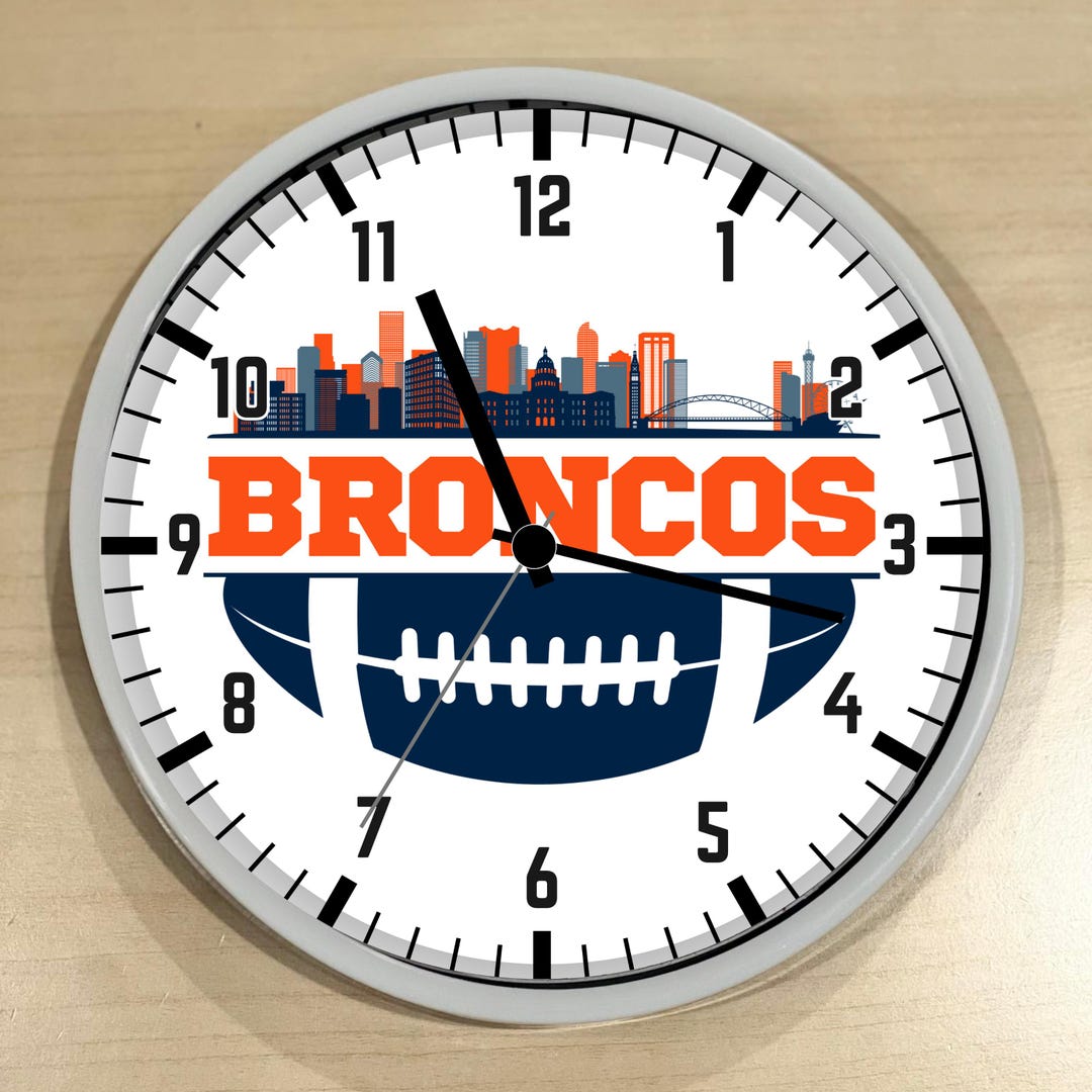 Broncos Clock, 9" Clock, NFL Team Decor, Broncos Home Decor, Denver ...