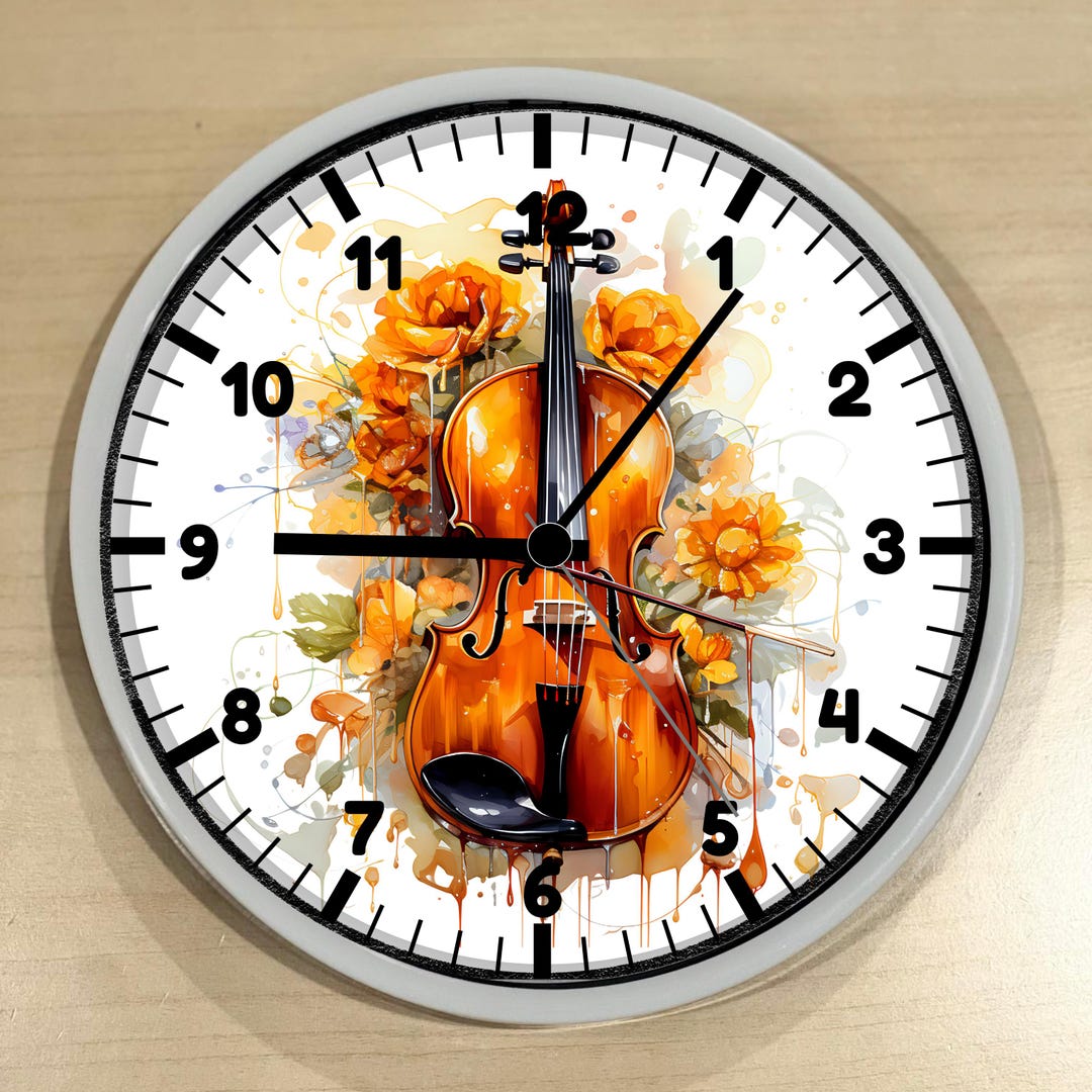 Violin Clock, 9" Clock, Wall Decor, Violin Home Decor, Music-themed ...