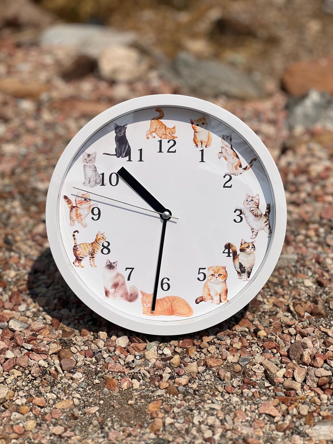 Cat Clock: 9" Wall Decor With Cat Illustrations - Etsy