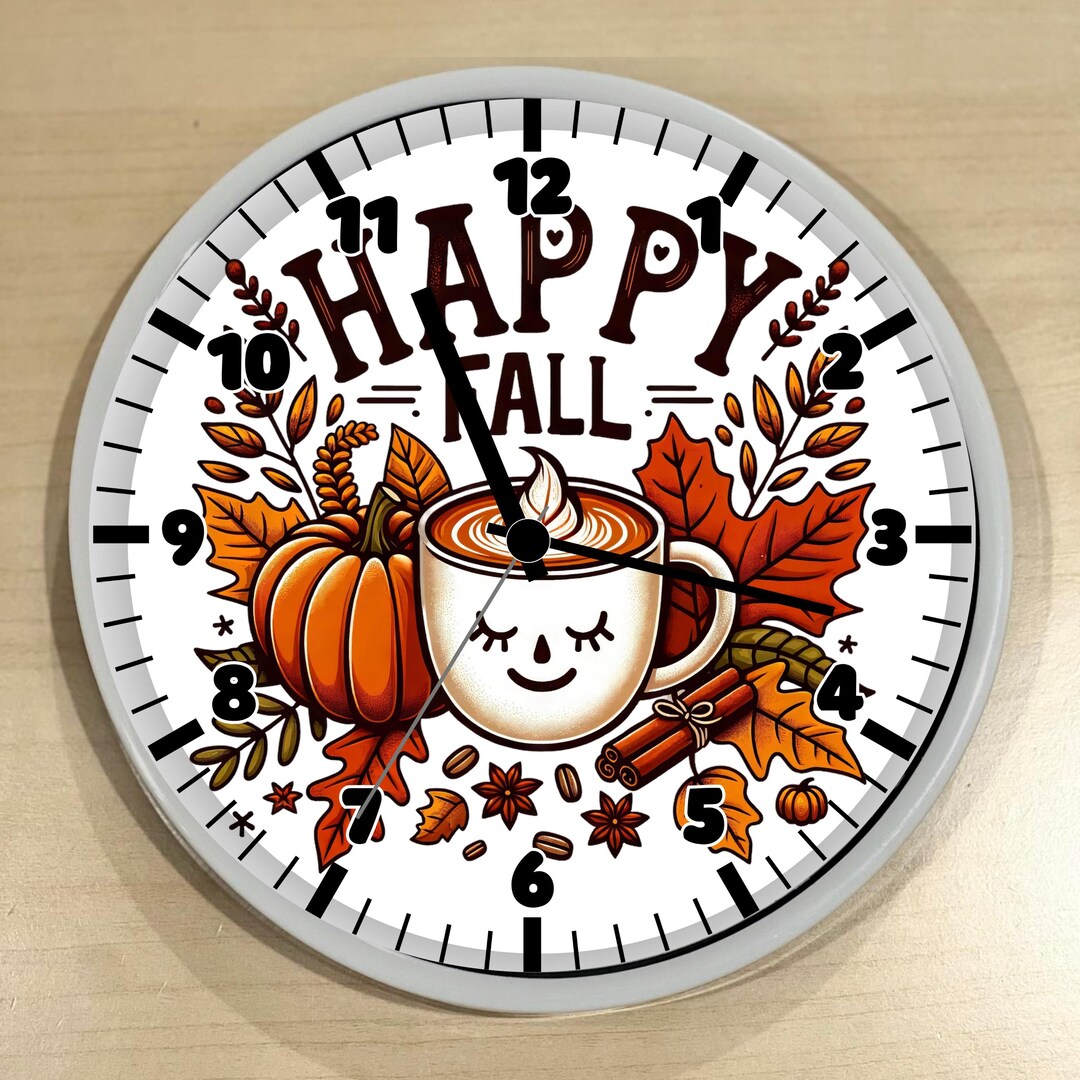 Fall Leaves Pumpkin Spice Clock: Autumn Wall Decor - Etsy