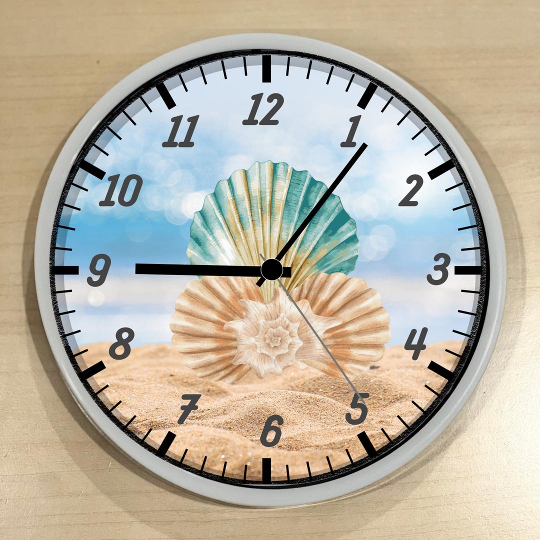 Seashell Clock, 9 Clock, Small Clock, Seashell Wall Art, Beach Decor - Etsy