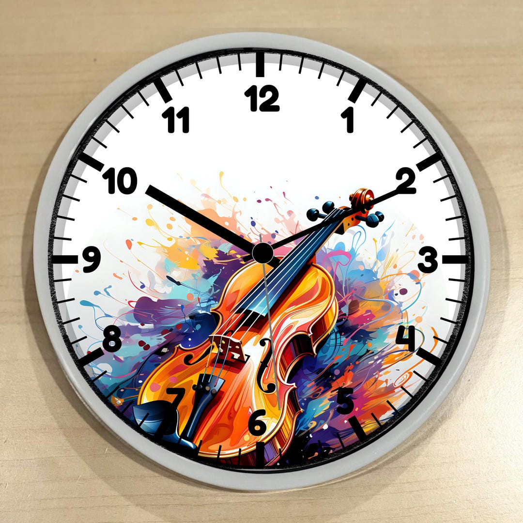 Violin Clock, 9" Clock, Small Wall Clock, Violin-themed Timepiece ...
