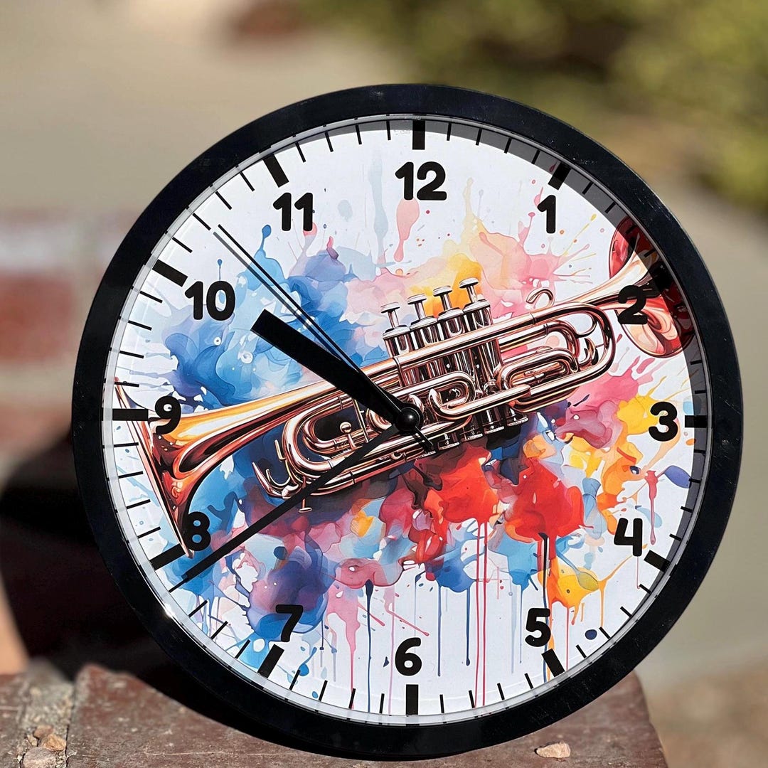 Trumpet Clock, 9 Clock, Trumpet-themed Timepiece, Musicians Trumpet ...