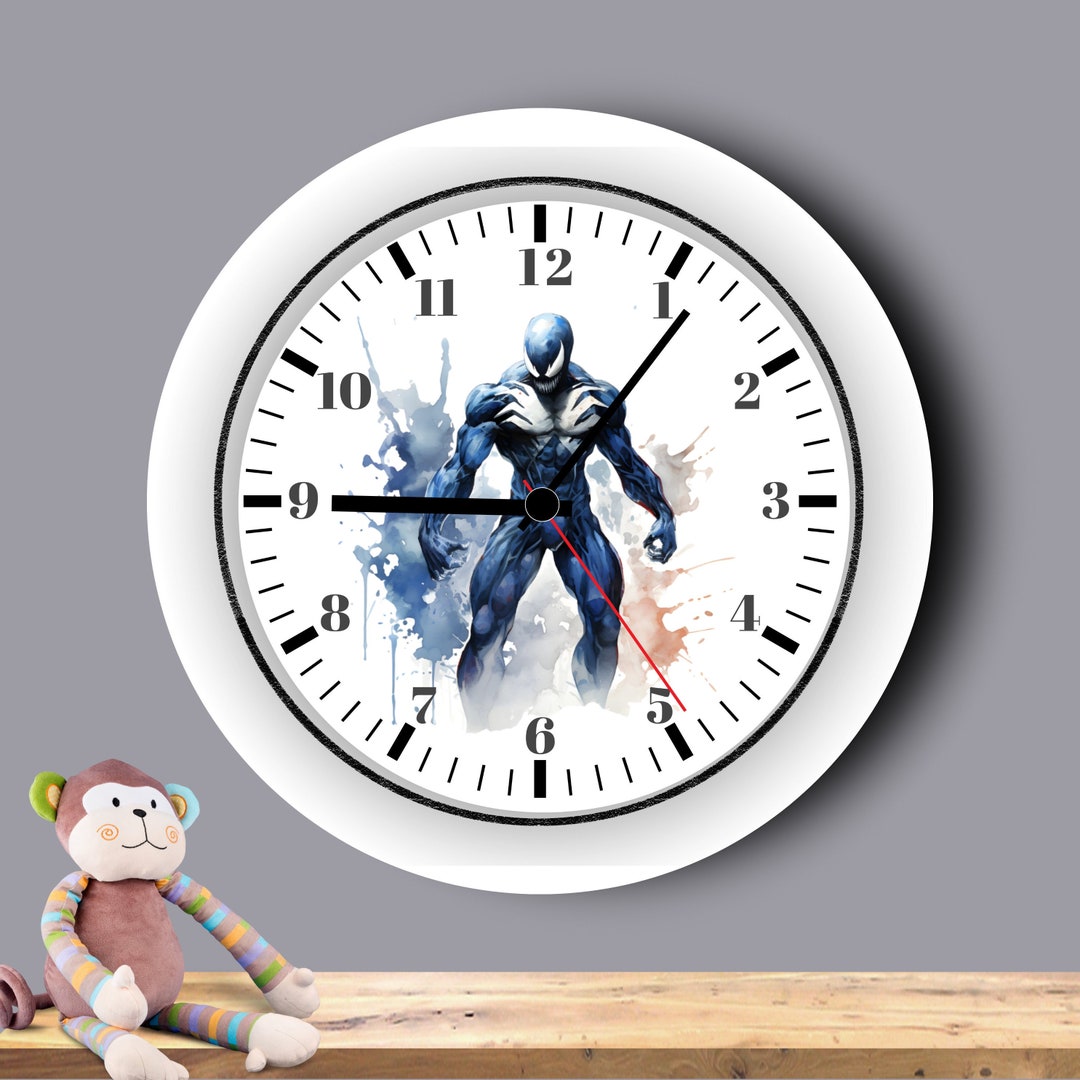 Venom Clock, 9clock, Character Clock, Childrens Room Decor, Venom Decor ...