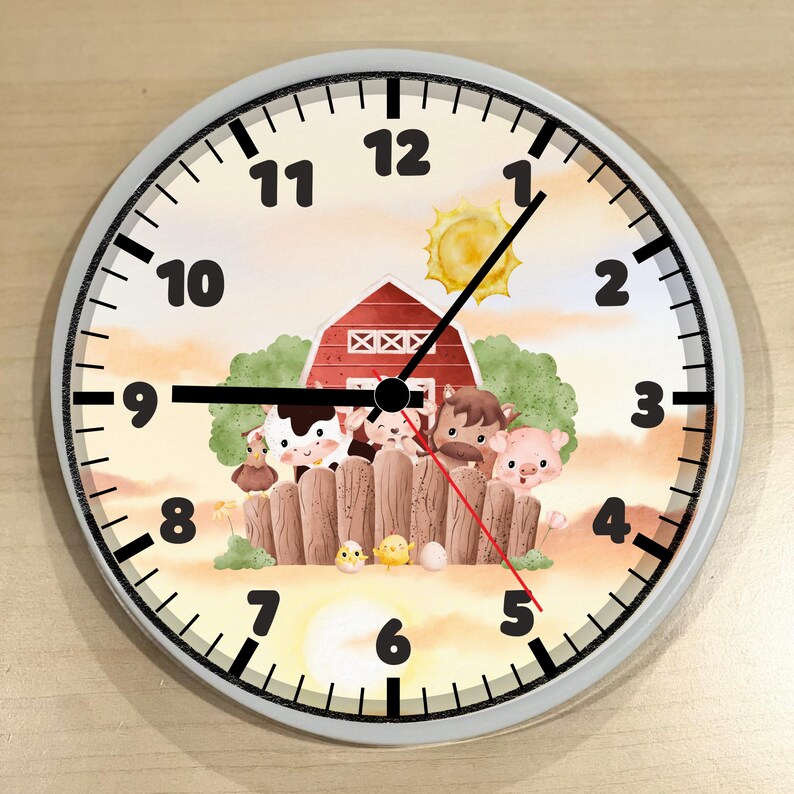 Farm Animals Nursery Clock: Children's Room Wall Decor - Etsy