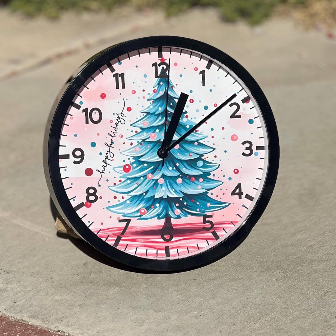 Christmas Tree Clock, 9" Clock, Decorated Tree Decor, Whimsical ...
