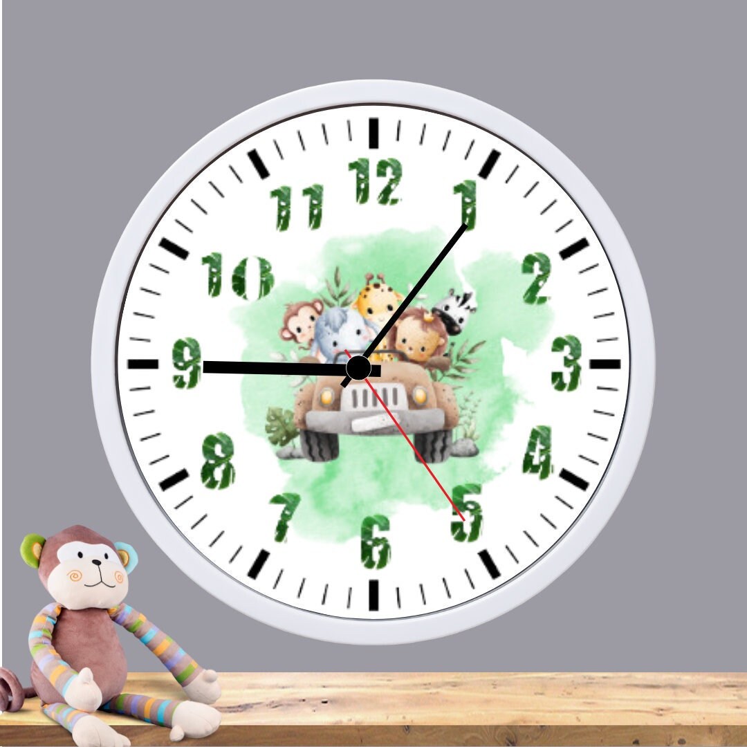Jungle Animal Clock , Childerns Room Decor , 9x9 Silent Clock - Etsy