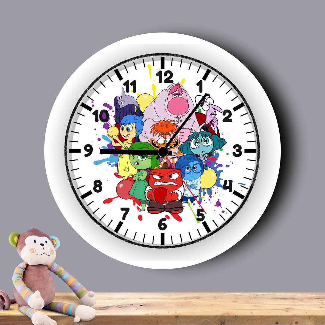 Inside Out Clock, 9 Silent Clock, Children's Room Decor, Bright ...
