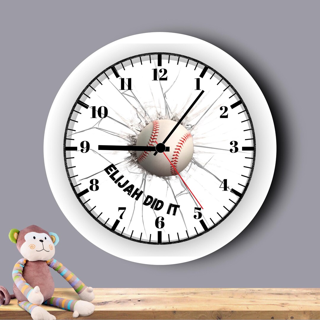 Broken Glass Baseball Clock, Children's Room Decor, 9 Silent Clock ...