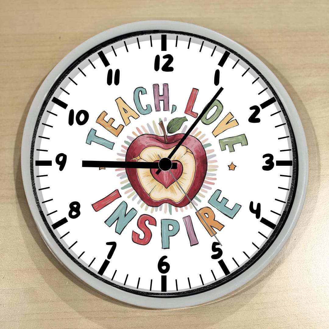 Teacher Inspire Clock, 9" Clock, Wall Decor,class Room Decor, Wall ...