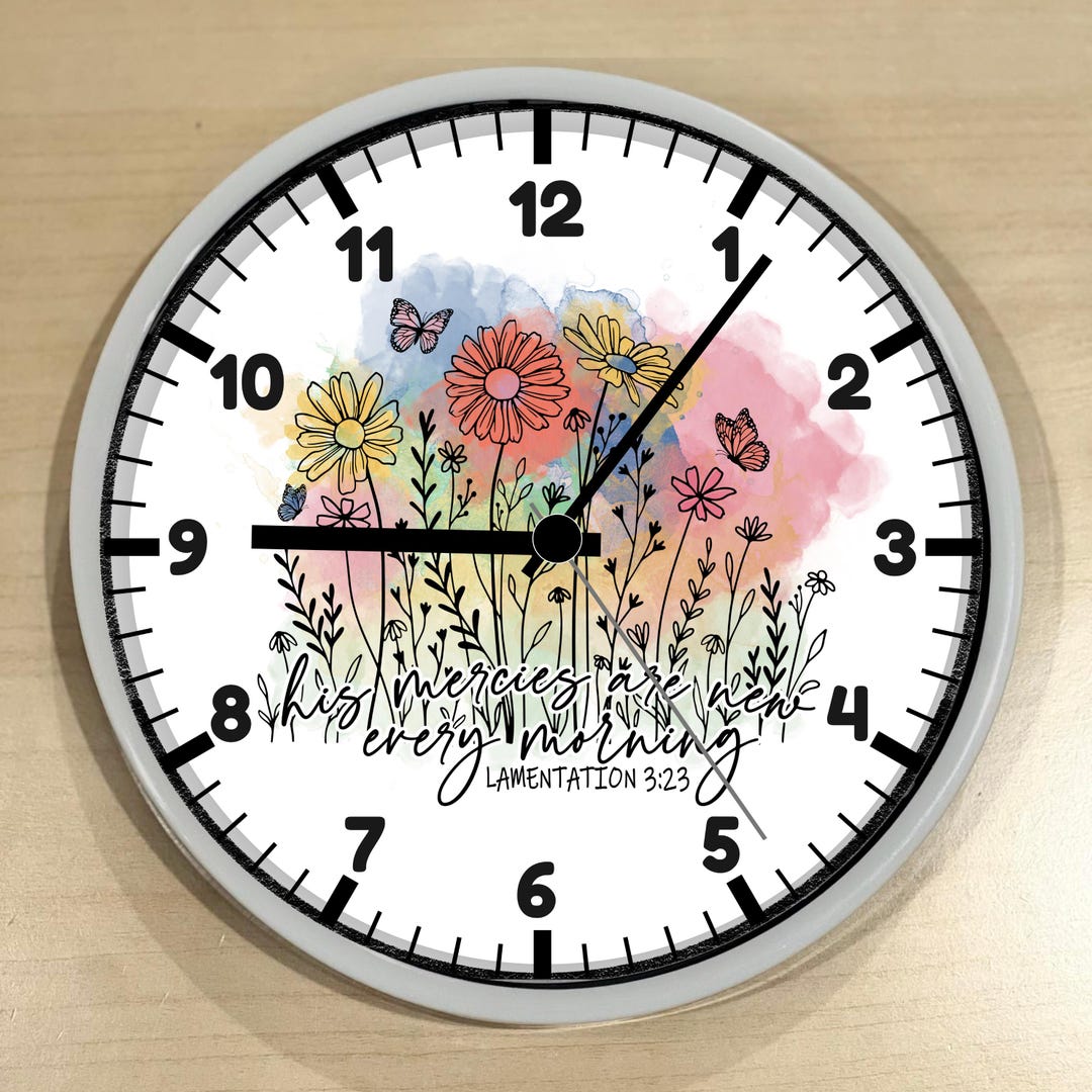 Lamentation 3:23 Clock, 9" Clock , Room Wall Decor, Inspiratioal Wall ...