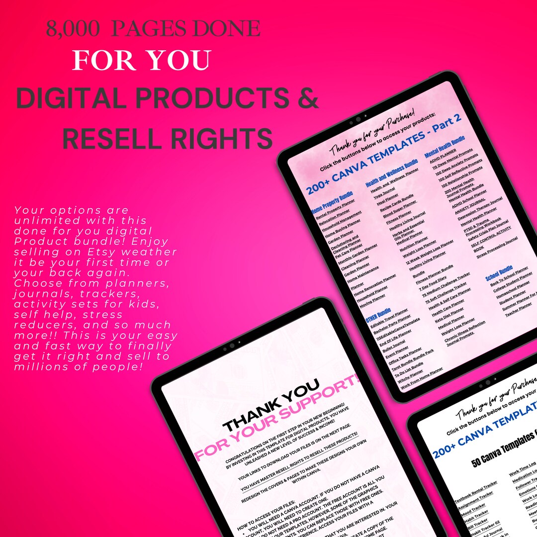THE ULTIMATE 8,000 Pages Done for You Digital Products, Resell Digital ...