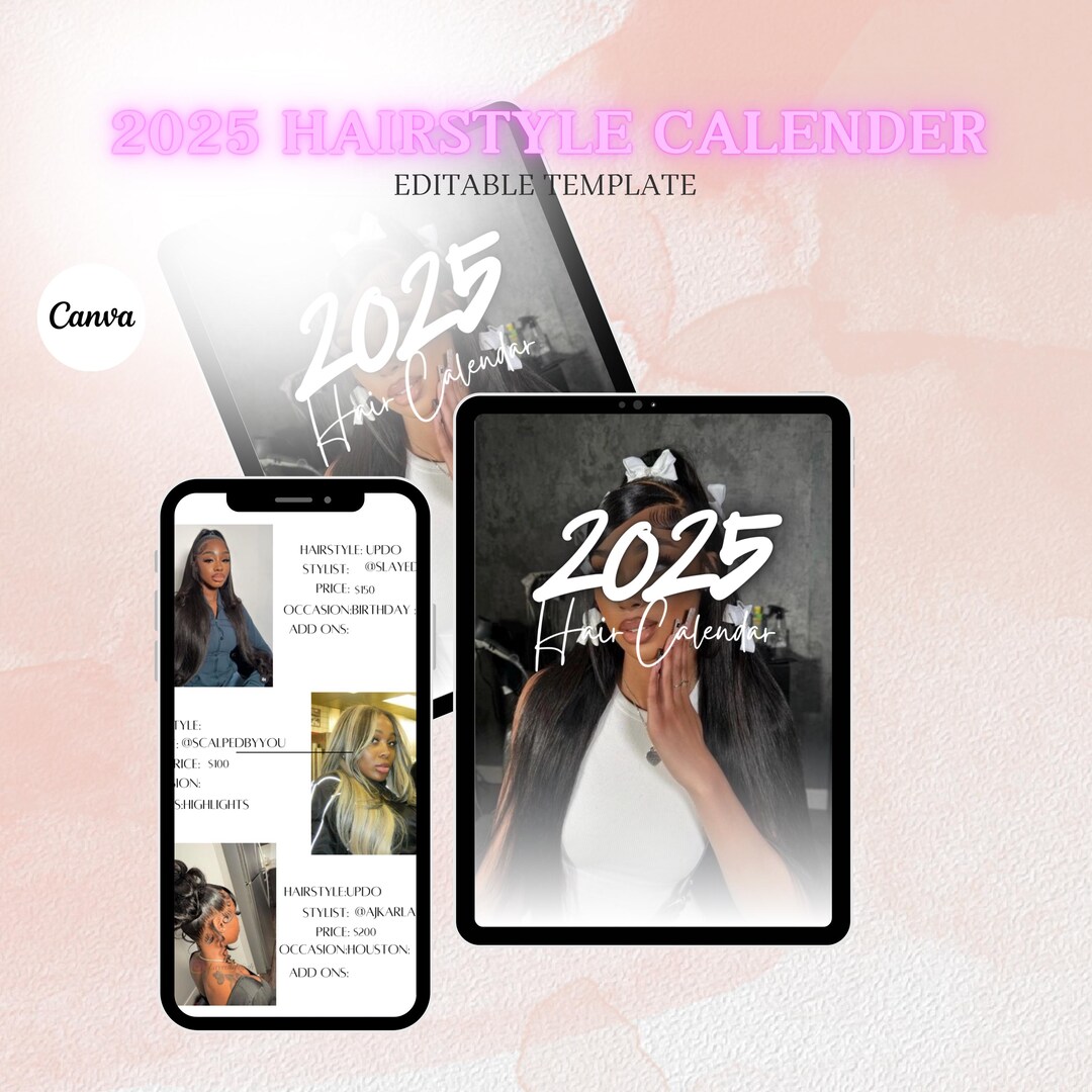2025 Viral Hairstyle Calendar | Digital Planner | Self Care Journal ...