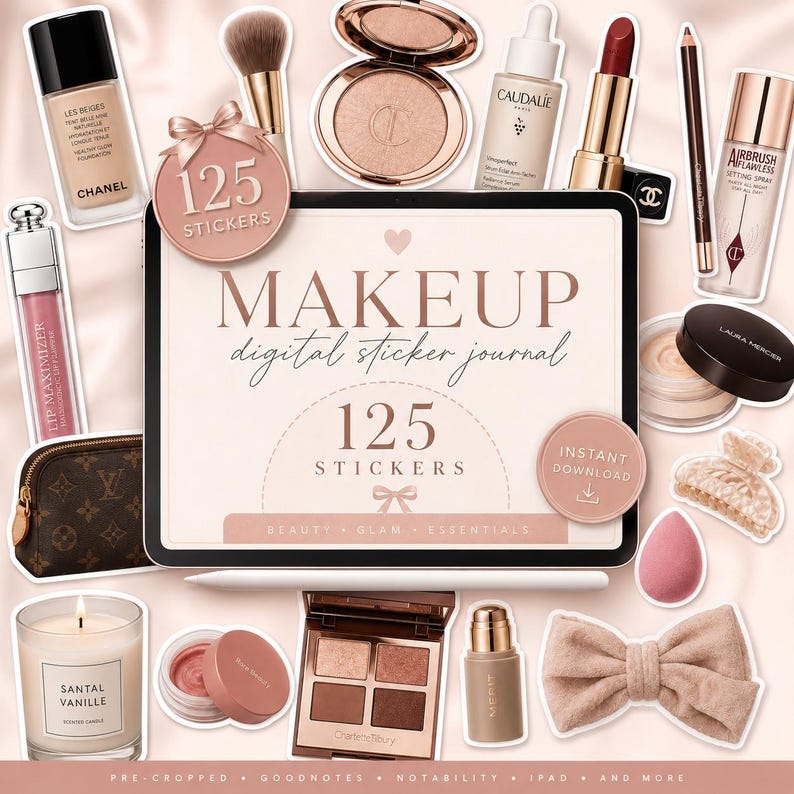Luxury Makeup Digital Stickers | Glam Beauty Planner Pack (digital ...