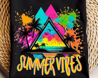 Summer Vibes Neon Sublimation Design PNG File - Etsy