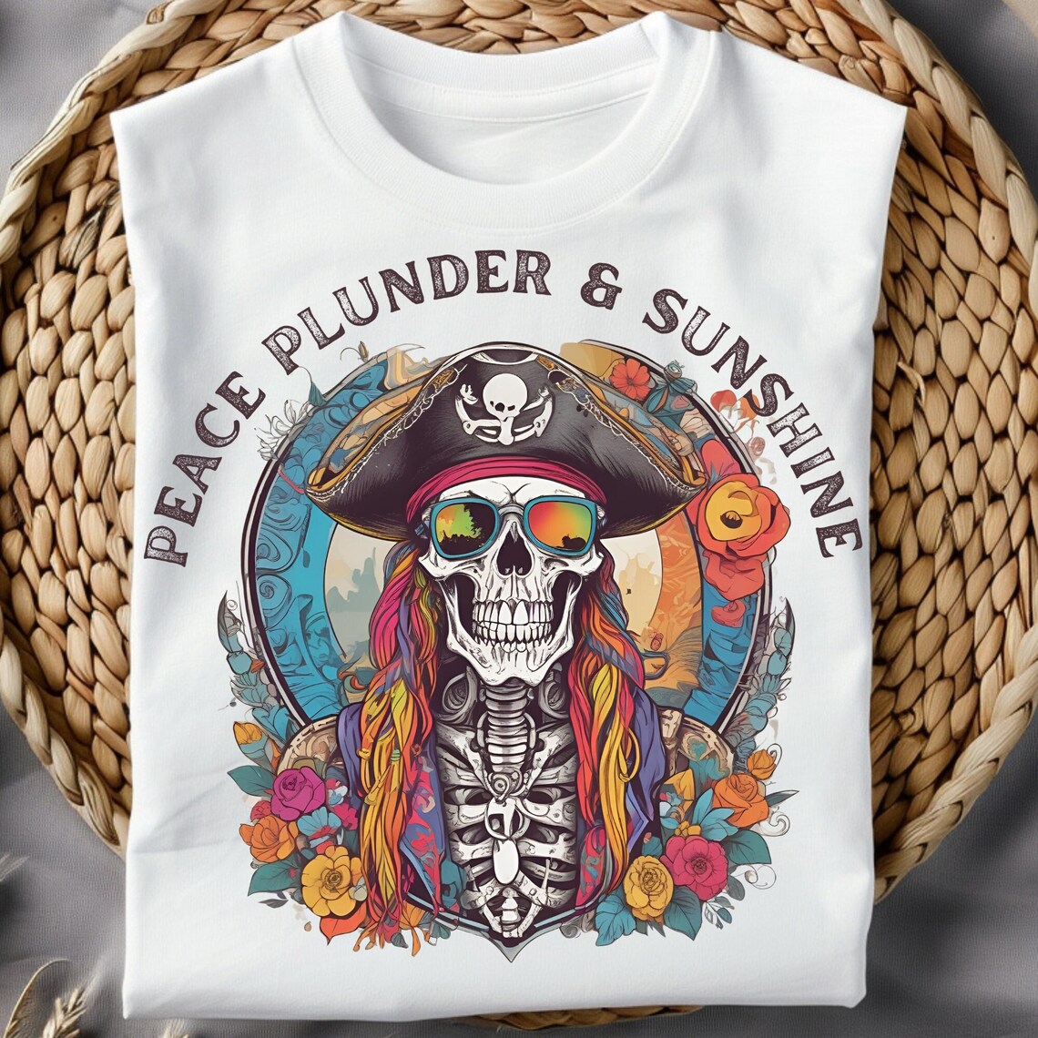 Peace Plunder and Sunshine PNG, Pirate Skeleton PNG, Sublimation Design ...