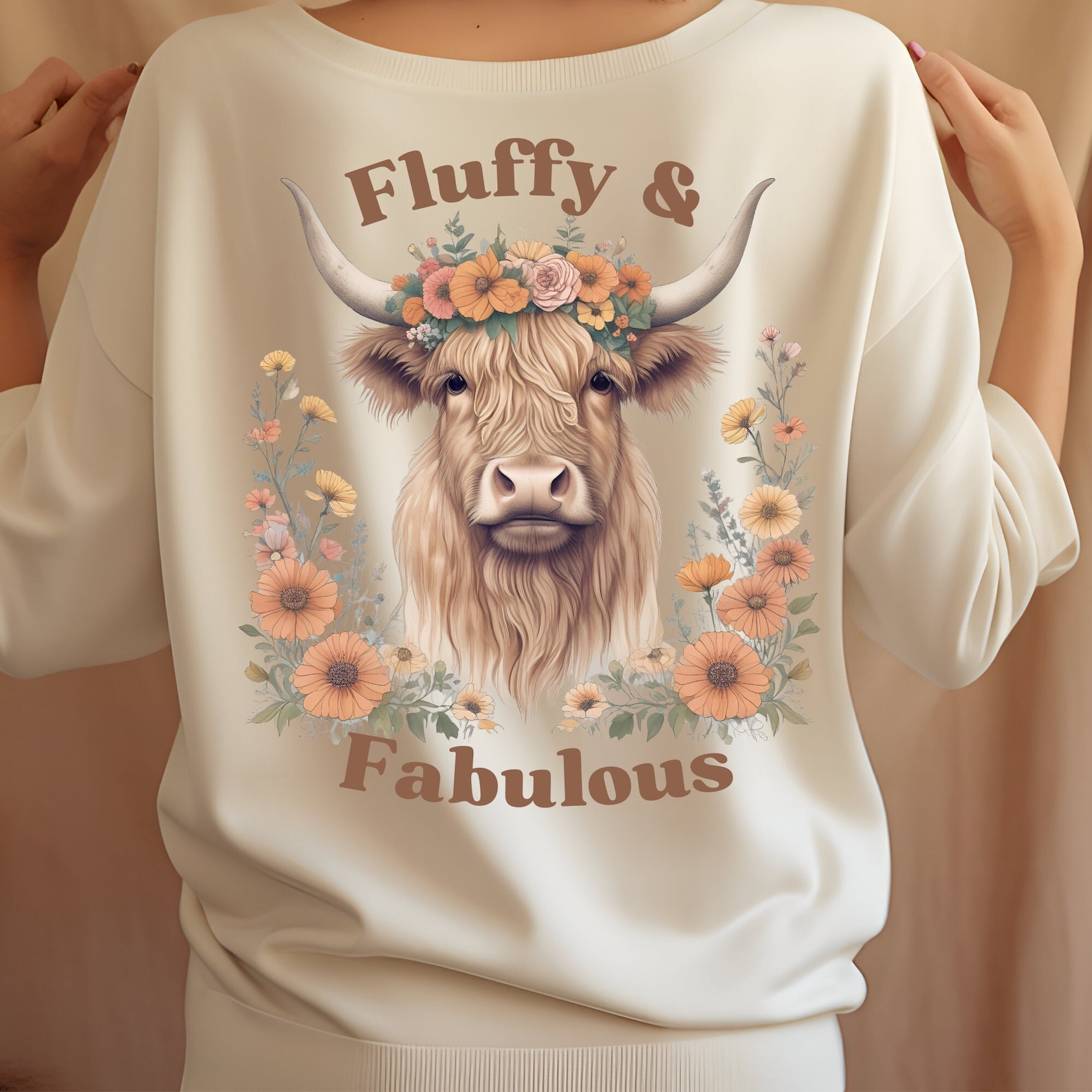 Fluffy and Fabulous Highland Cow PNG, Highland Cow T-shirt Design ...