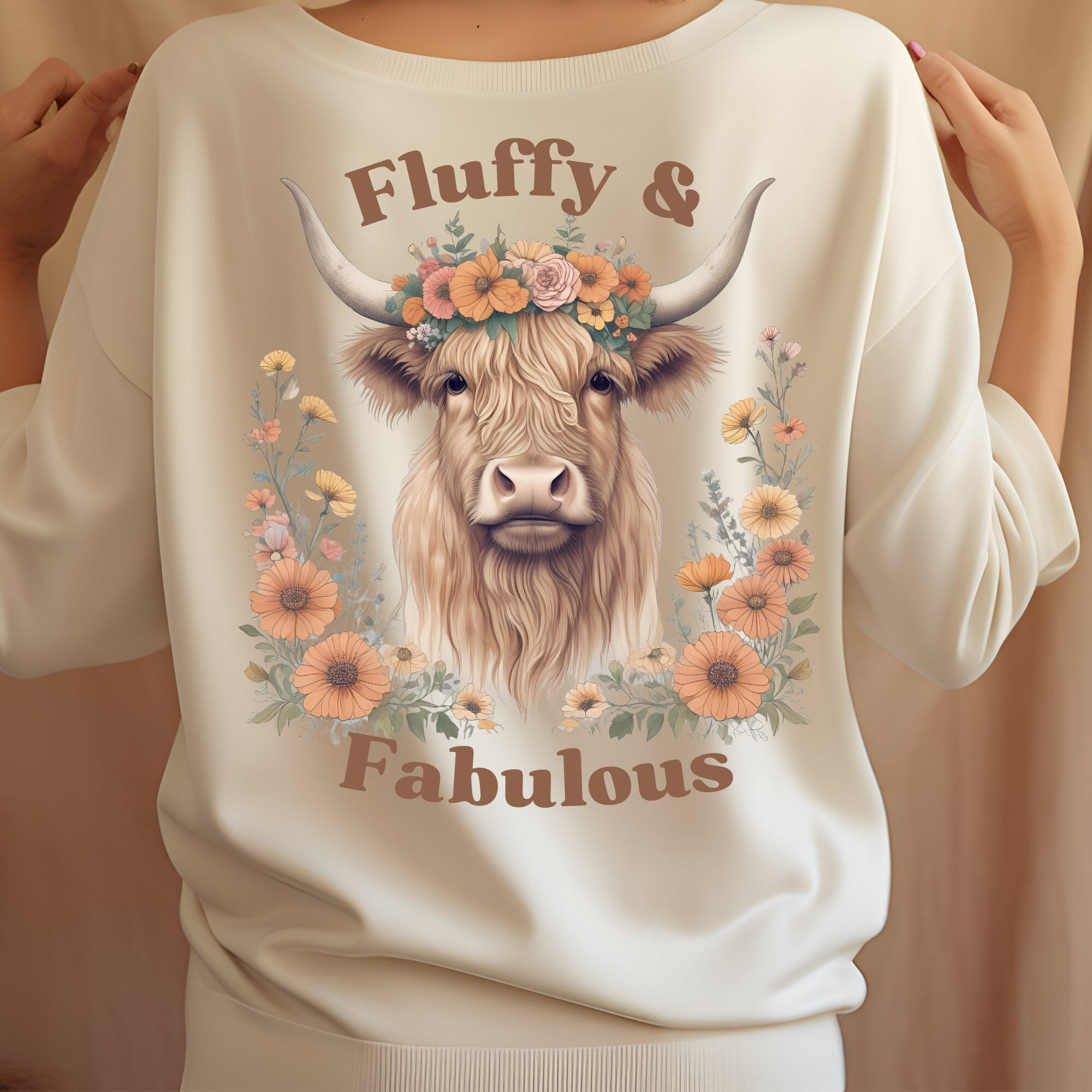Fluffy and Fabulous Highland Cow PNG, Highland Cow T-shirt Design ...
