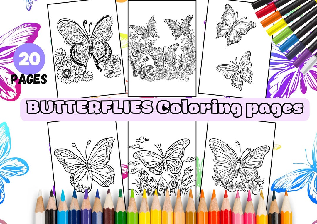 Magical Butterflies Coloring Book for Kids –20 Cute and Simple Designs ...